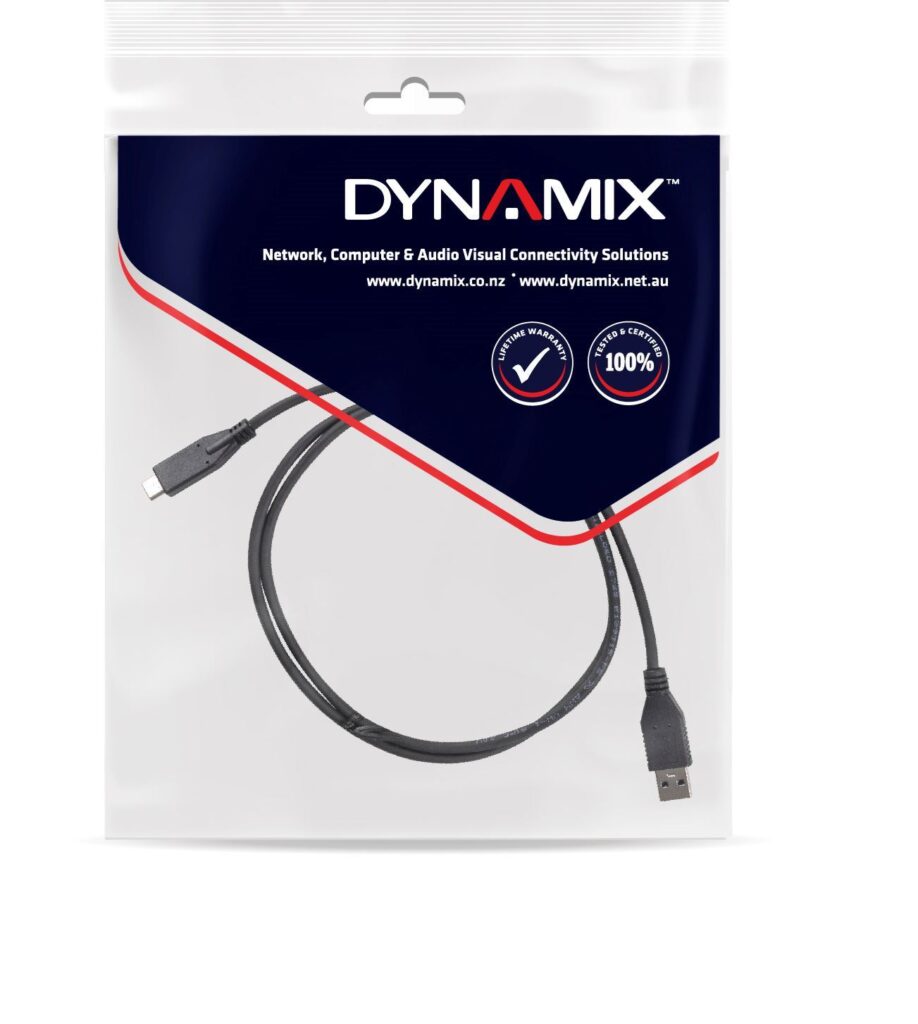 DYNAMIX 3M, USB 3.1 USB-C Male to USB-A Male Cable. Black Colour. - The Computer Doctor